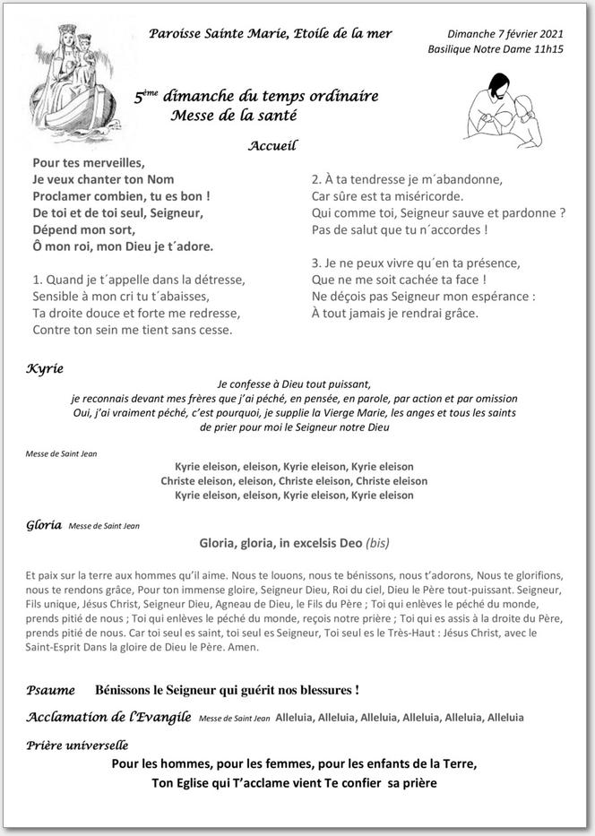 feuiile de messe domincale